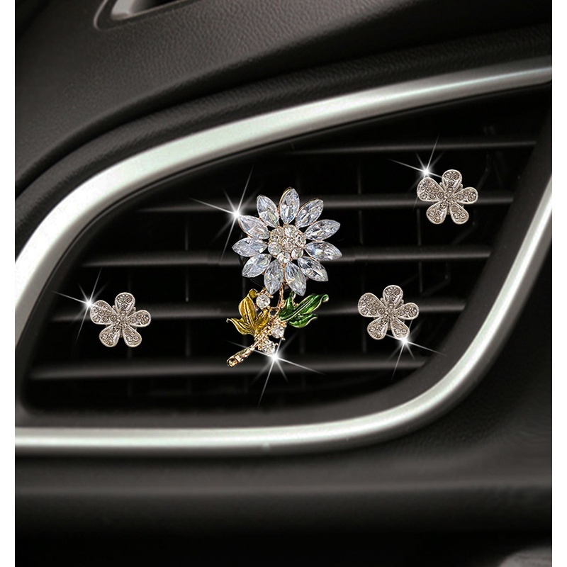 Rhinestone Flower Car Outlet Perfume Car Air Conditioning Decoration ...