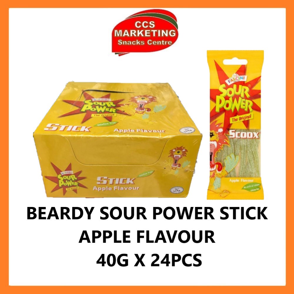 CCS Beardy Sour Power Stick Gelatine Free Apple / Strawberry / Multi ...