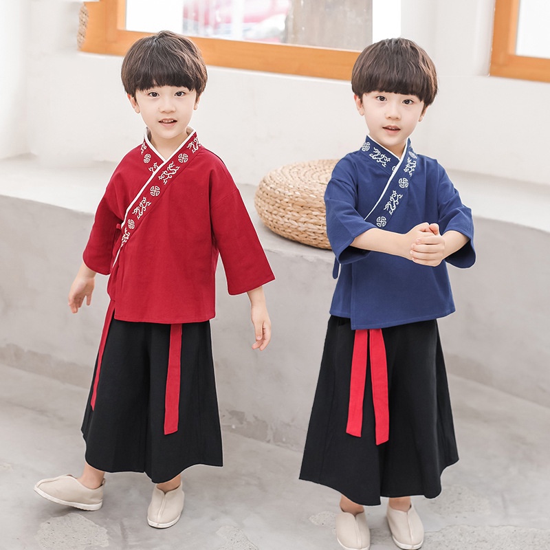 2Pcs/Set Kids Tang Suit Boy Girl Cheongsam Set Chinese Style Short ...