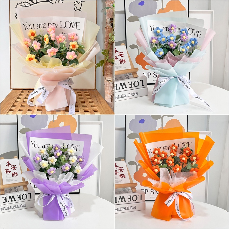 Mother's Day 1pc Creative Knitted Simulation Flower Hand-Woven Fake ...
