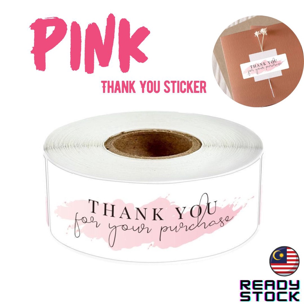 Pink Thank You Sticker (50pcs) Stiker Terima Kasih Packaging Box Paper ...