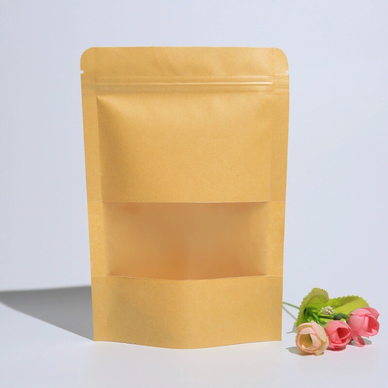 1kg Yellow Kraft Paper zip Bag With Overflow Window With Lamination ...