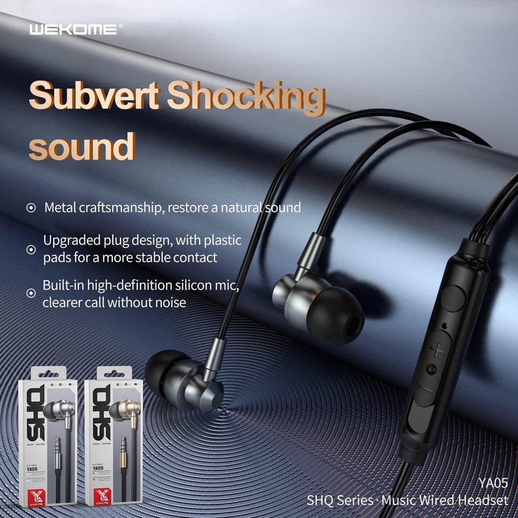 WEKOME WK DESIGN YA05 SHQ Series Handsfree 3.5mm Jack Wire Controlled ...
