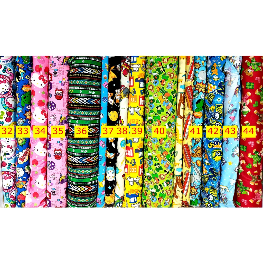 KATUN LOKAL Local Cotton Fabric HELLO KITTY HULK MARVEL IRONMAN OWL OWL ...