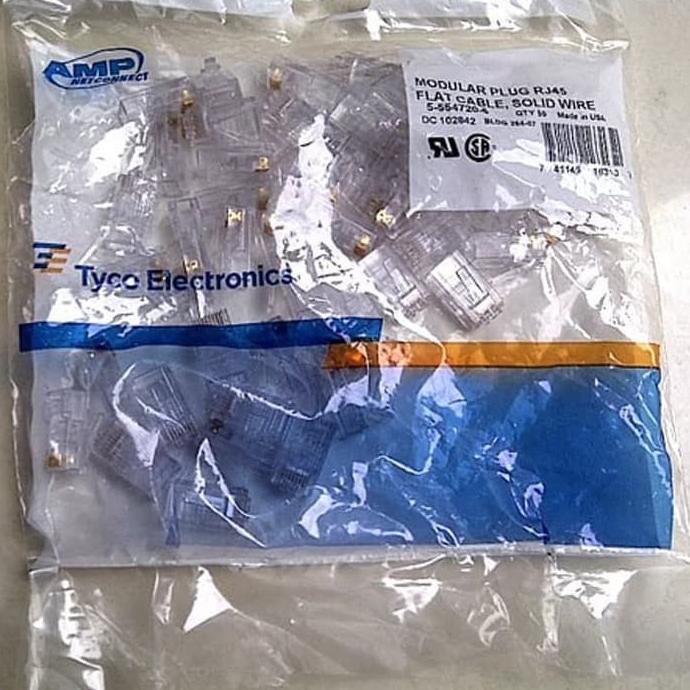 Original AMP 1Pack contains 50 RJ45 Cat5 Cat6 LAN Connectors | Shopee ...