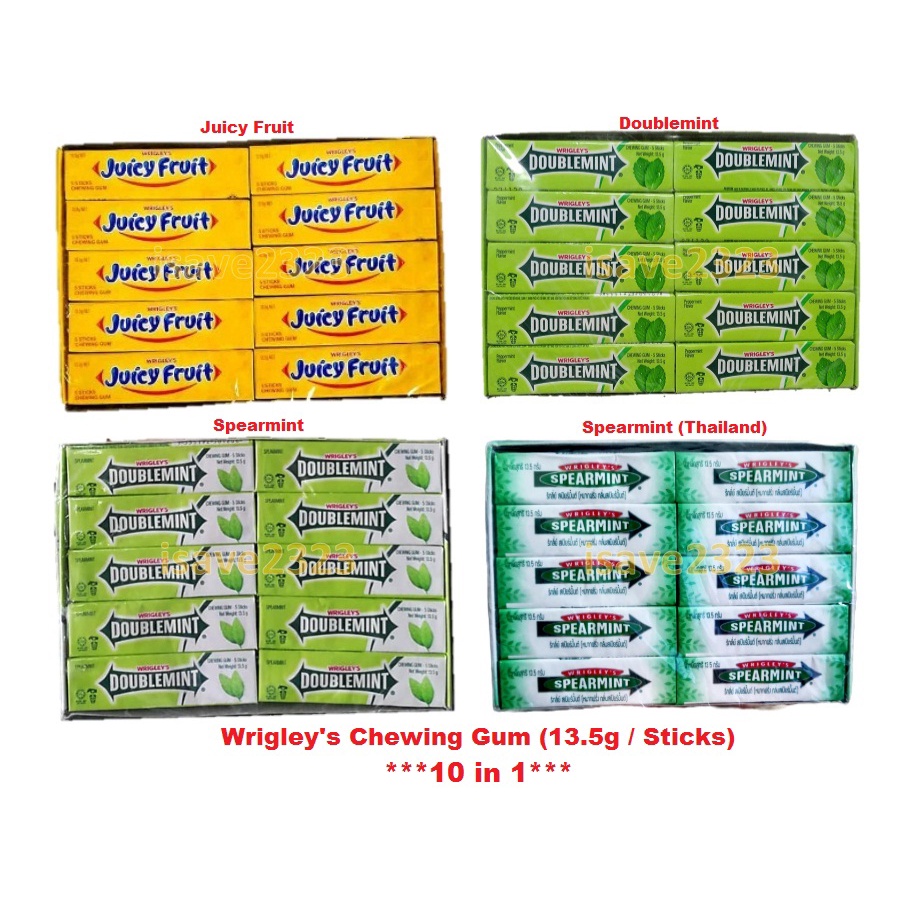 【10 Bars In 1 Set】wrigleys Chewing Gum 13 5g X 10 Bars Doublemint