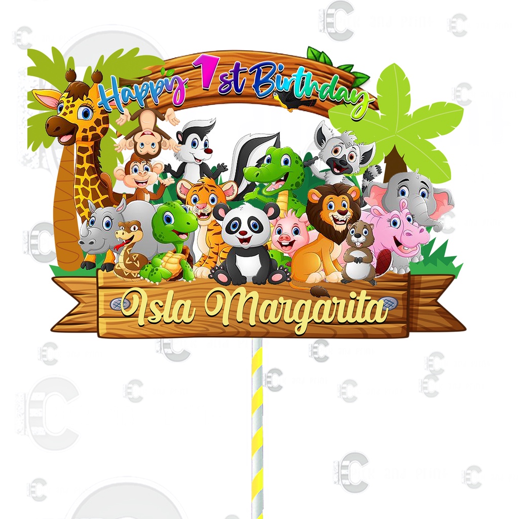 Personalized/Customized Safari Theme Cake topper for DIY party ...