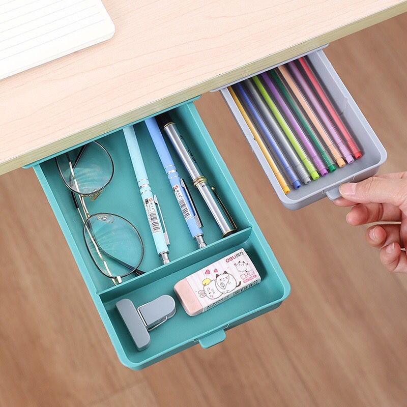 Hidden Table Under Paste Plastic Desk Organizer Memo Pen Stationery ...