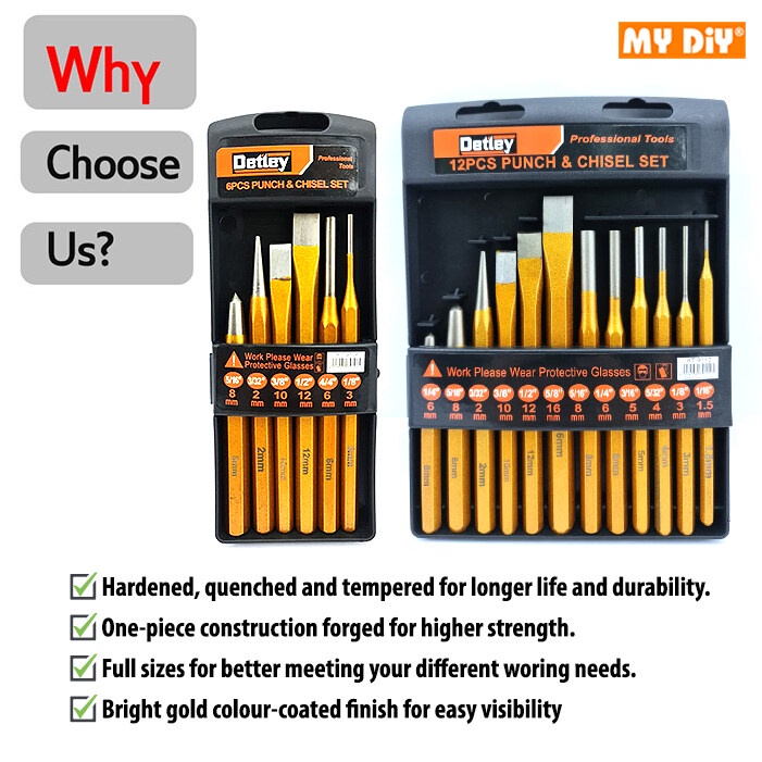 DETLEY 6pcs Pin Punch Set 12pcs Cold Chisel and Pin Punch Set Center ...