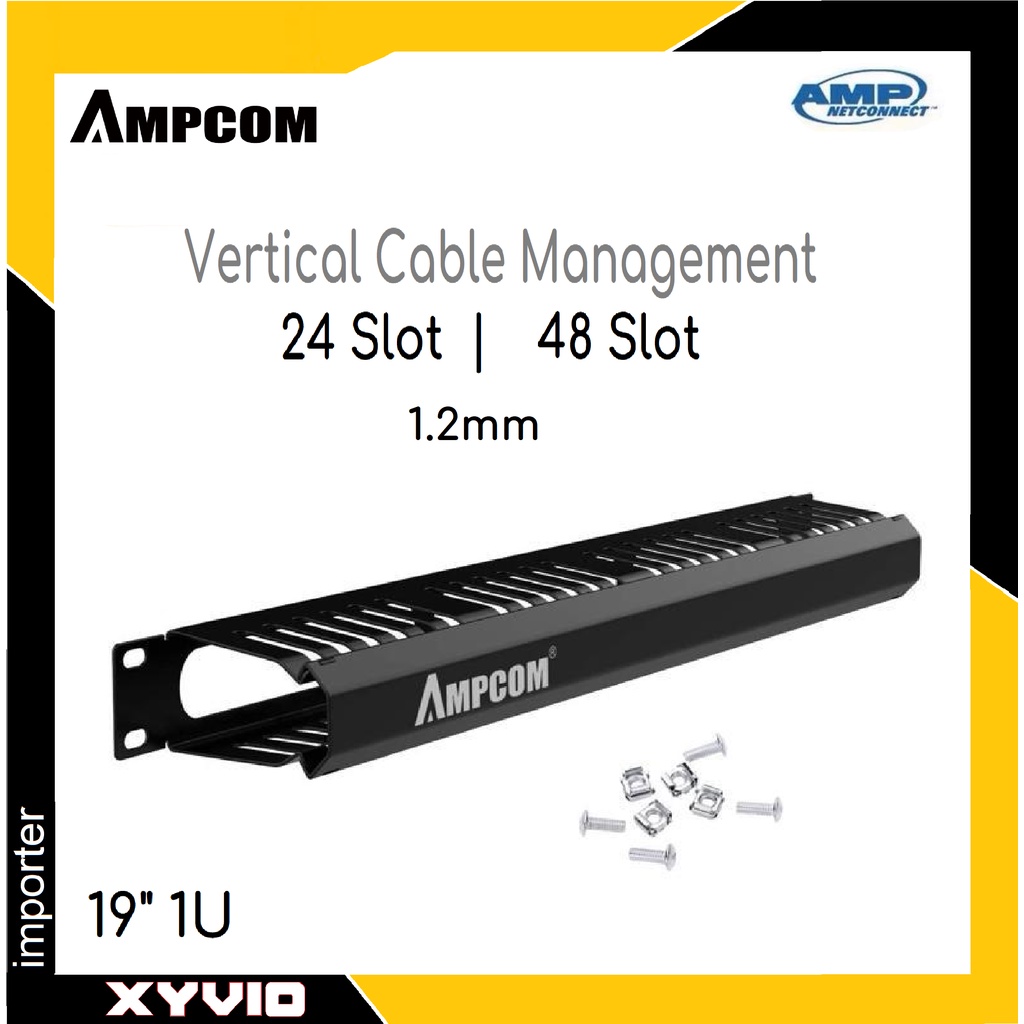 Cable Management 19" 1U Wire Management Server Rack , 24/48 Slot Metal ...