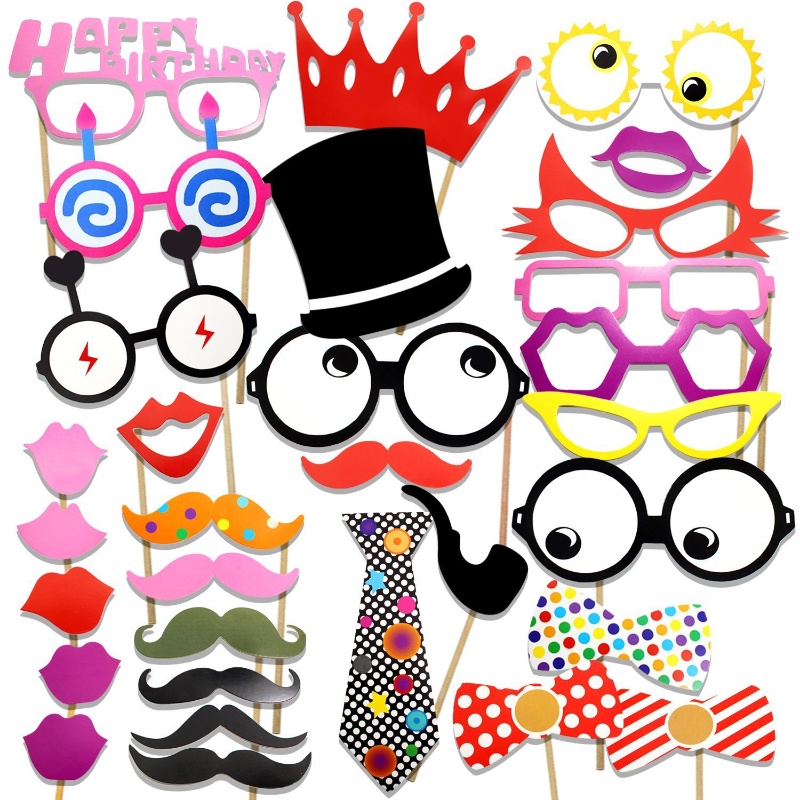 31 Pcs Happy Birthday Photo Booth Props Funny DIY Creative Birthday ...