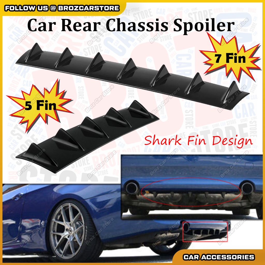 Universal Rear Bumper Chassis Spoiler Shark Fin Deflector Black ABS ...
