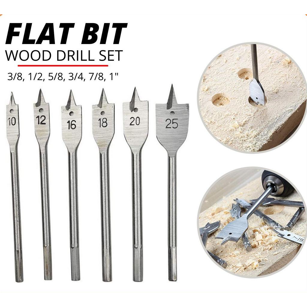 🔥TAHAN LASAK🔥 KOMBO 6PCS SET MATA GERUDI RATA TEBUK LUBANG KAYU FLAT ...