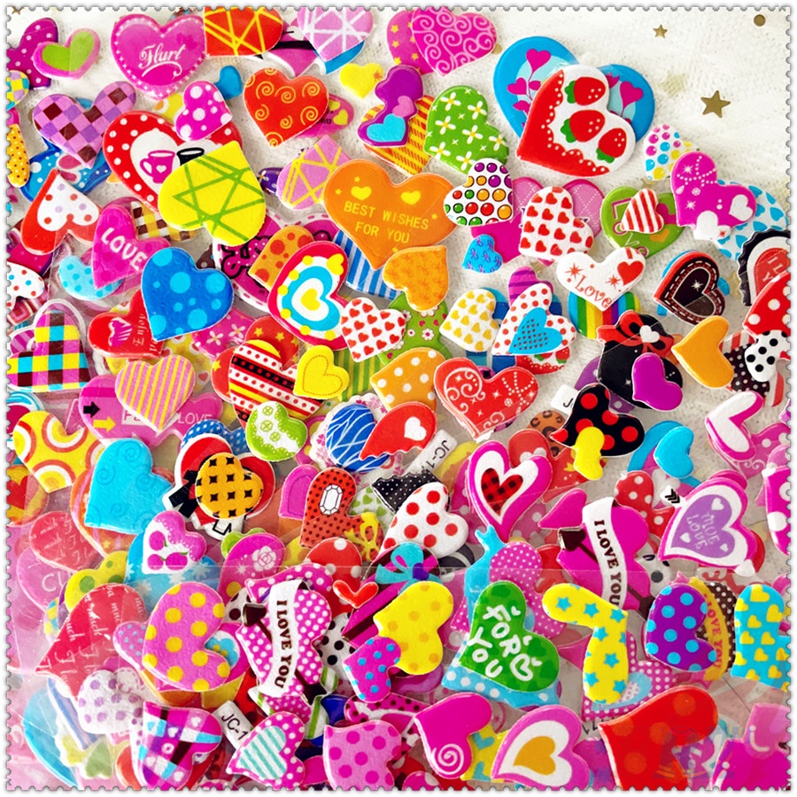 5Sheets Love Heart Q-1 DIY Rewards Sticker 3D Puffy Bubble Stickers ...