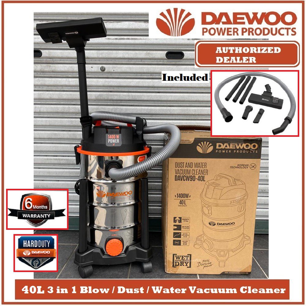 DAEWOO 40Litre Wet & Dry vacuum cleaner 1400Watt with Blower Function ...