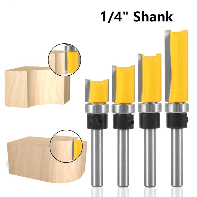 1/4" Shank Carbide Template Bottom Bearing Pattern Flush Trim Wood ...
