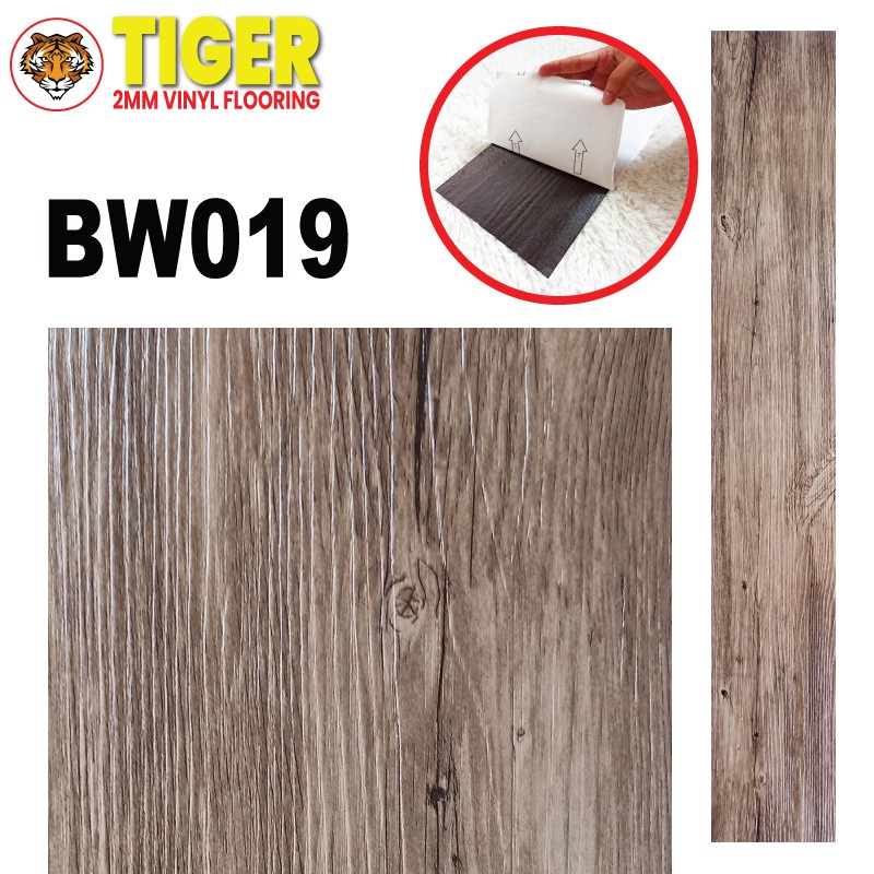 DIY TIGER 2MM VINYL FLOORING SELF ADHESIVE 36keping 54sqft WOODEN ...