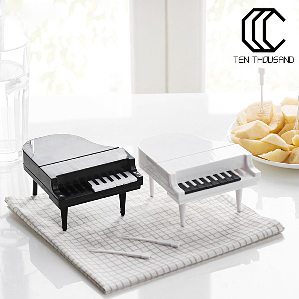 (Ten) 10Pcs Fruit Fork Mini Black And White Piano Keys Cute Reusable ...