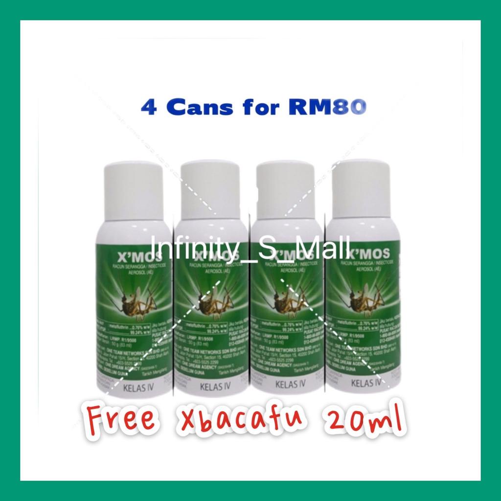(4 Cans/SET) X'MOS MOSQUITO REPELLENT ( 83ml / 50g ) XMOS Penyembur ...