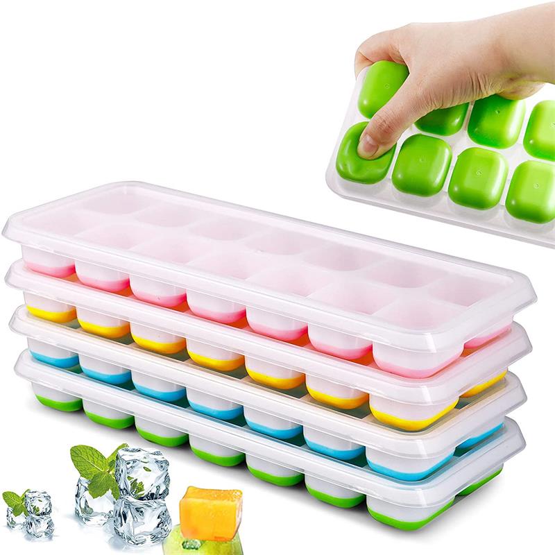 🔥Ready Stock🔥Silicone Ice Cube Maker With Lid 14 Holes Mold Container ...