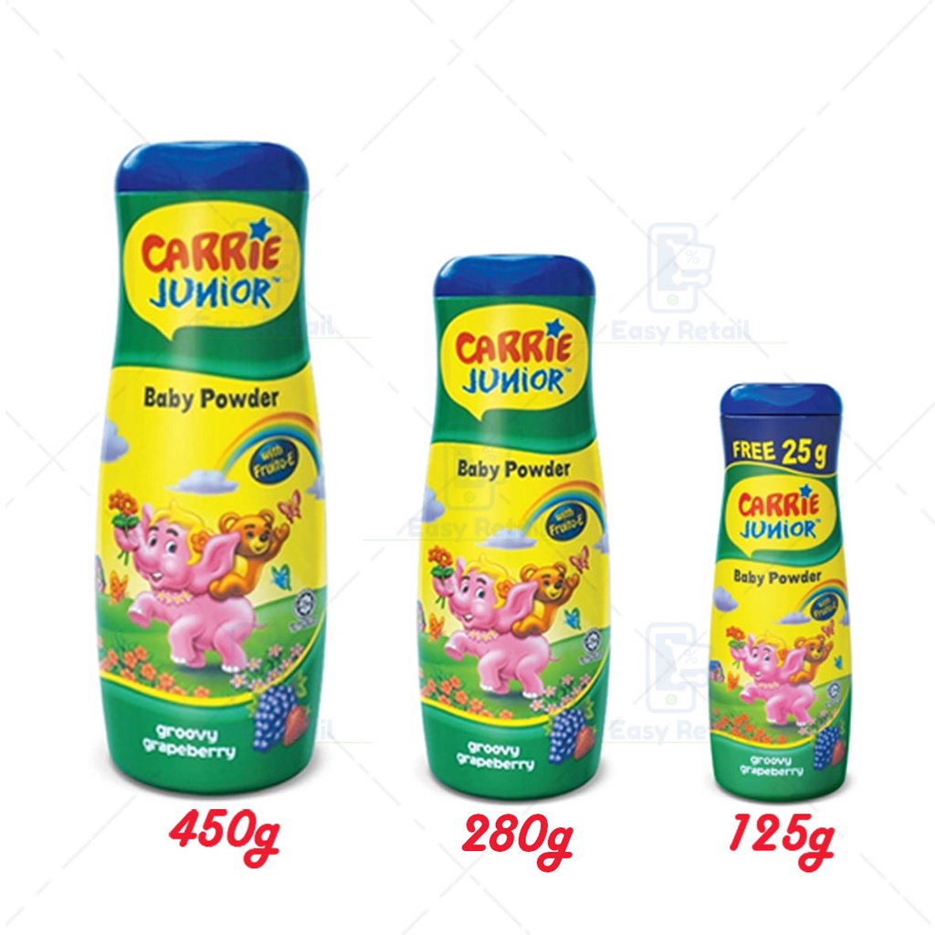 Carrie Junior Baby Powder / Talc / Talcum / Bedak 125g , 280g & 450g ...