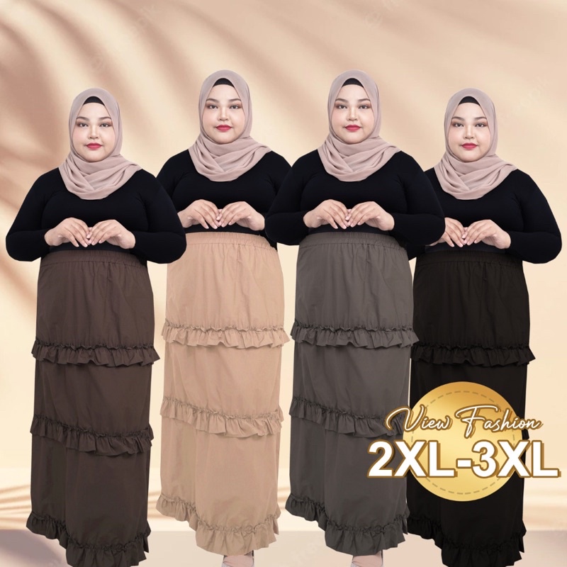 [VIEW] 2XL-3XL MUSLIMAH PLUS SIZE FIEYA RUFFLE SKIRT 21204 | Shopee ...