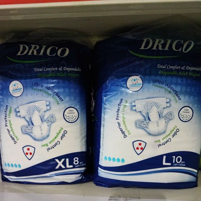 Drico Adult Disposable Diaper 10s L10s XL8s | Shopee Malaysia