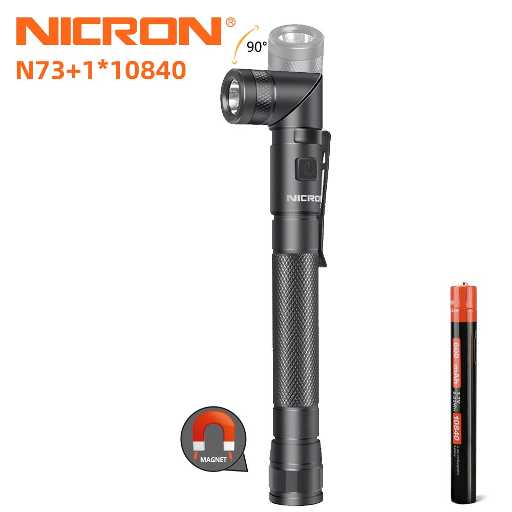 NICRON LED Flashlight N73 Dual Fual Magnet 90 Degree Twist Head 10840 ...