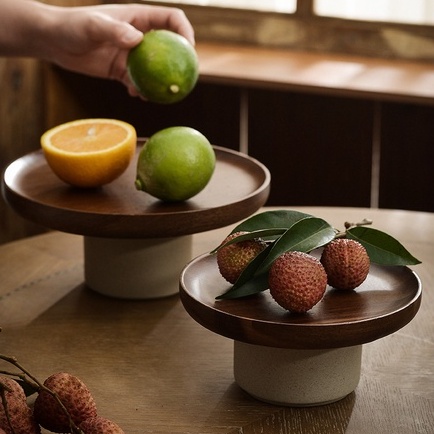 [soossuun] Wooden Porcelain Cake Dessert Fruit Stand Japanese Style ...