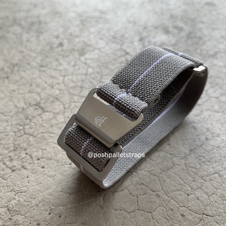 Elastic NATO Strap Grey and White 20mm with French Parachute Style ...