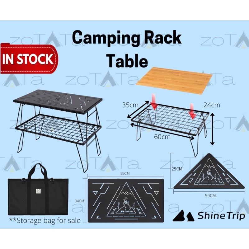 Iron Steel Mesh Camping Rack Table Foldable Portable Stacking Storage ...