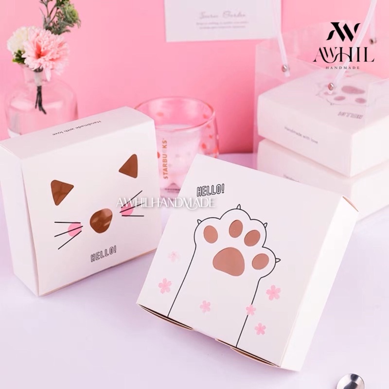 🔥Ready Stock🔥Cat Head or Cat Paw Cookies Hollow Window box/Cake box ...