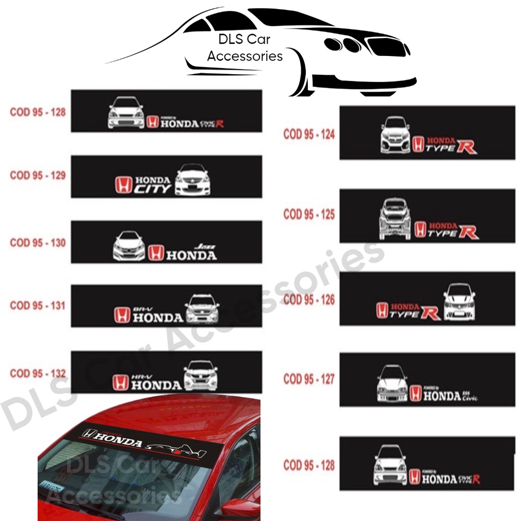 Windshield Sticker Honda BRV HRV JAZZ CIVIC CITY Stiker Cermin Depan ...