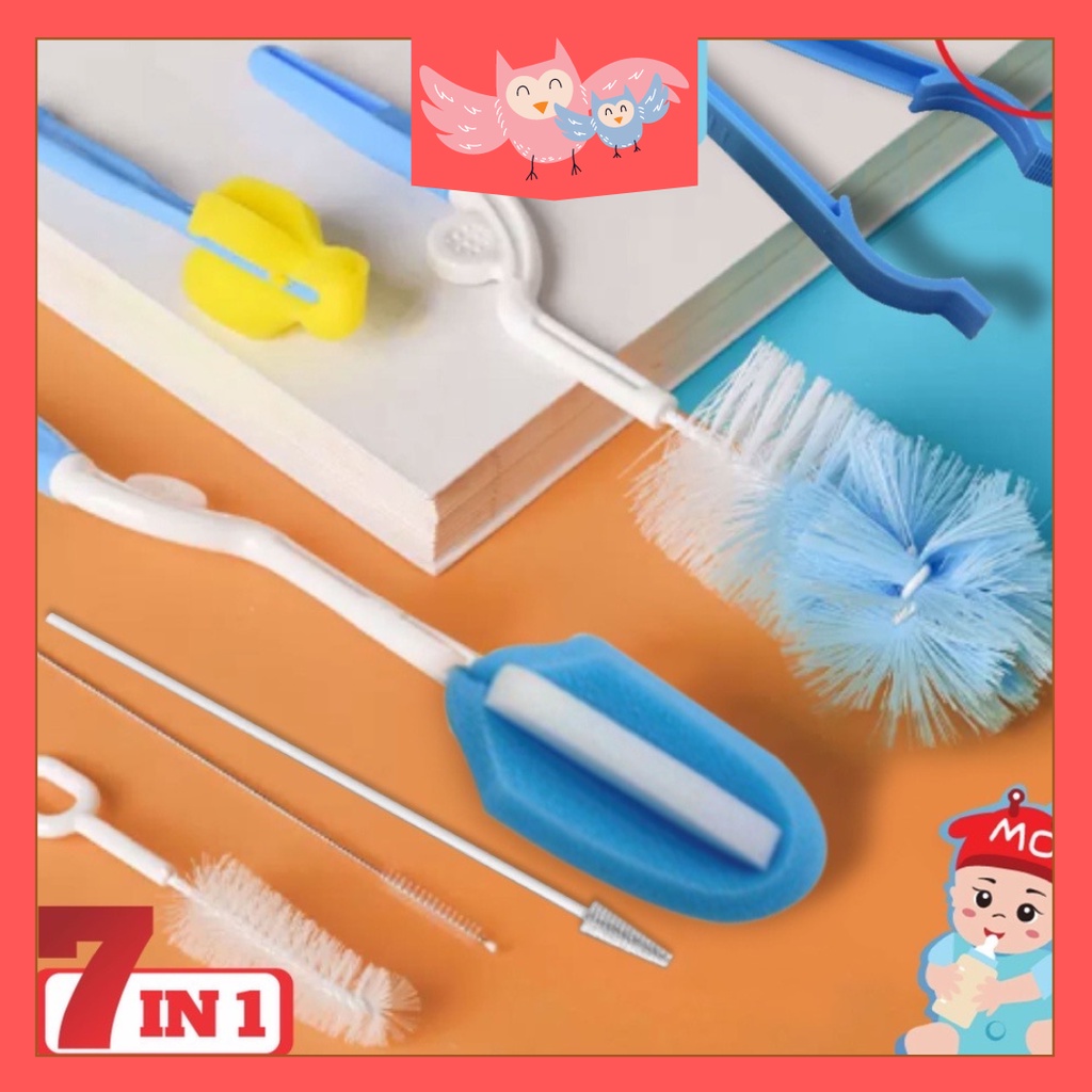 🔥Value Pack🔥 Combo 7 in 1set Baby Bottle Sponge Cleaning Tools Straw ...