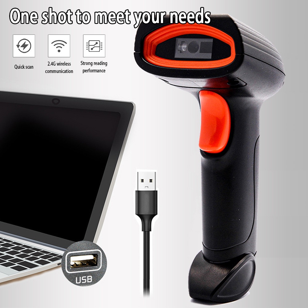 Handheld 1D Barcode Scanner Wired USB Type Portable For POS P2P Laser ...
