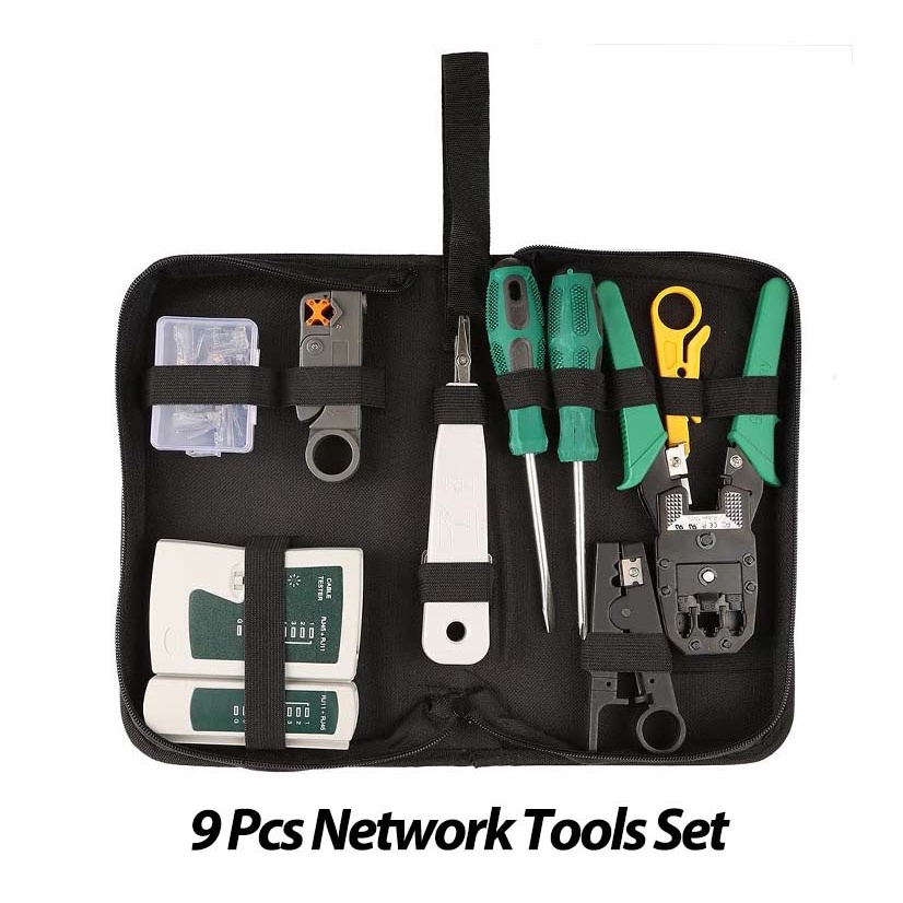 9PCS/Set Network Tester Repair Tool Kits Lan Tester RJ45 Crimping ...