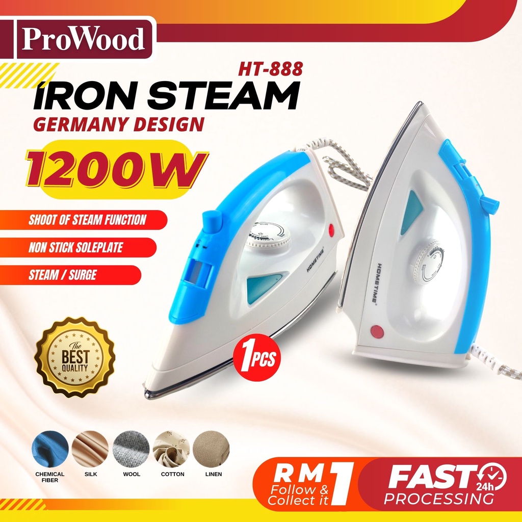 888 Steam Iron Electric Non Stick Soleplate Seterika Stim Seterika Baju ...
