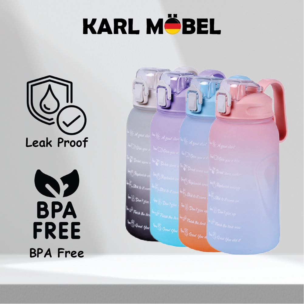 Botol Air 2000ml/1.3L/1.4L/1.5L Stickers Water Bottle with Straw Cute ...