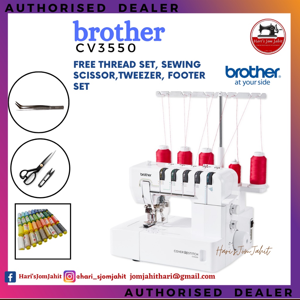 🔥TOP QUALITY🔥 Mesin Jahit Brother Coverstitch Interlock Portable CV3550 ...