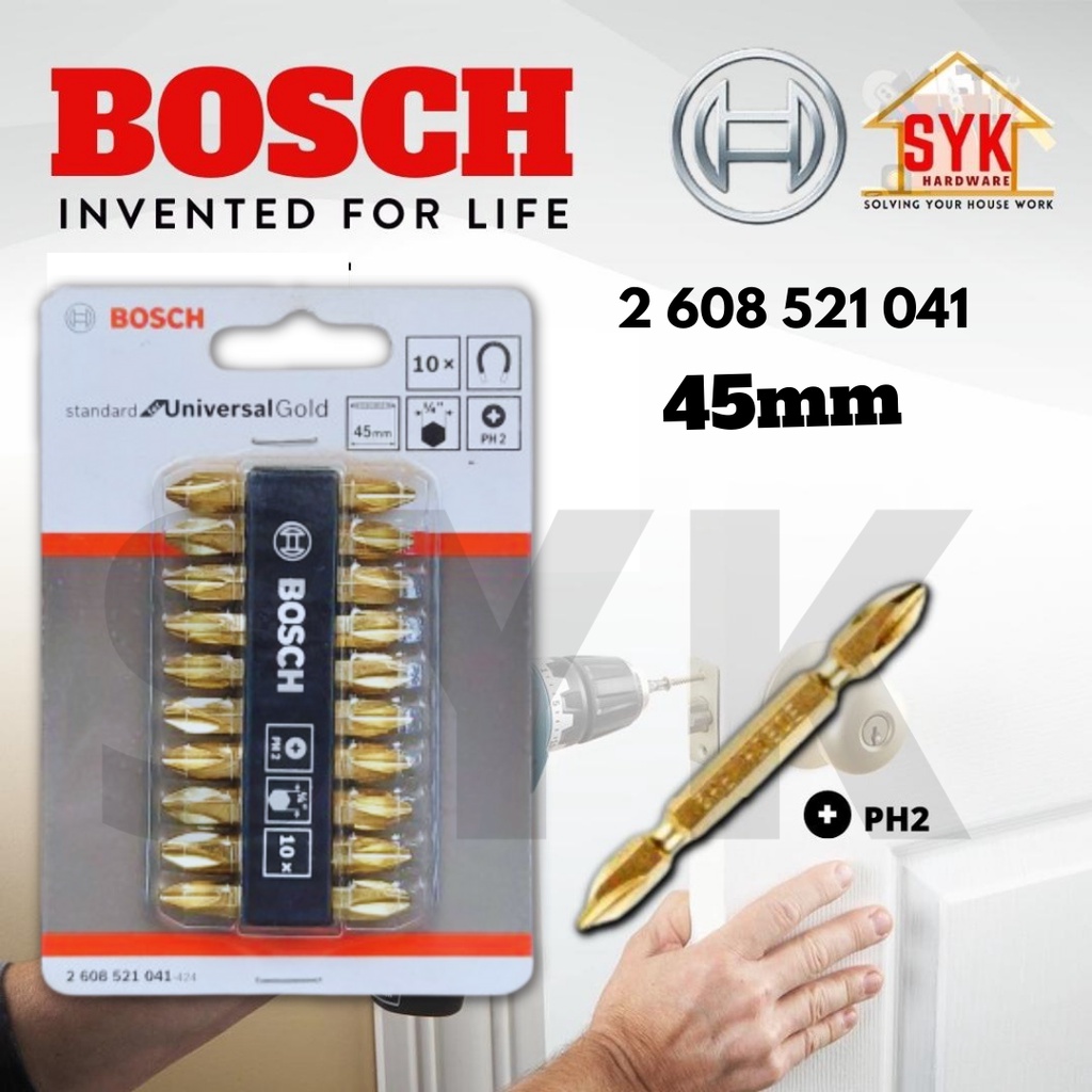SYK BOSCH 45mm 65mm 110mm 10 Pcs PH2 Screwdriver Bit Standard Universal ...
