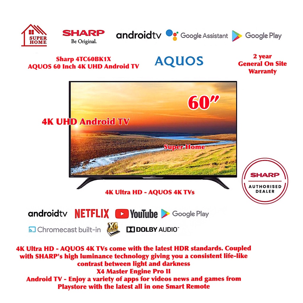Sharp Android TV 60 inches 4K UHD Android TV 4TC60DK1X Sharp Android TV ...
