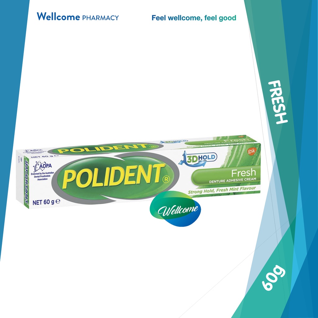 Polident Denture Adhesive Cream - Fresh Mint - 60g | Shopee Malaysia