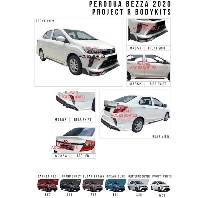 Perodua bezza 2020 2021 2022 2023 Project R bodykit body kit front side ...
