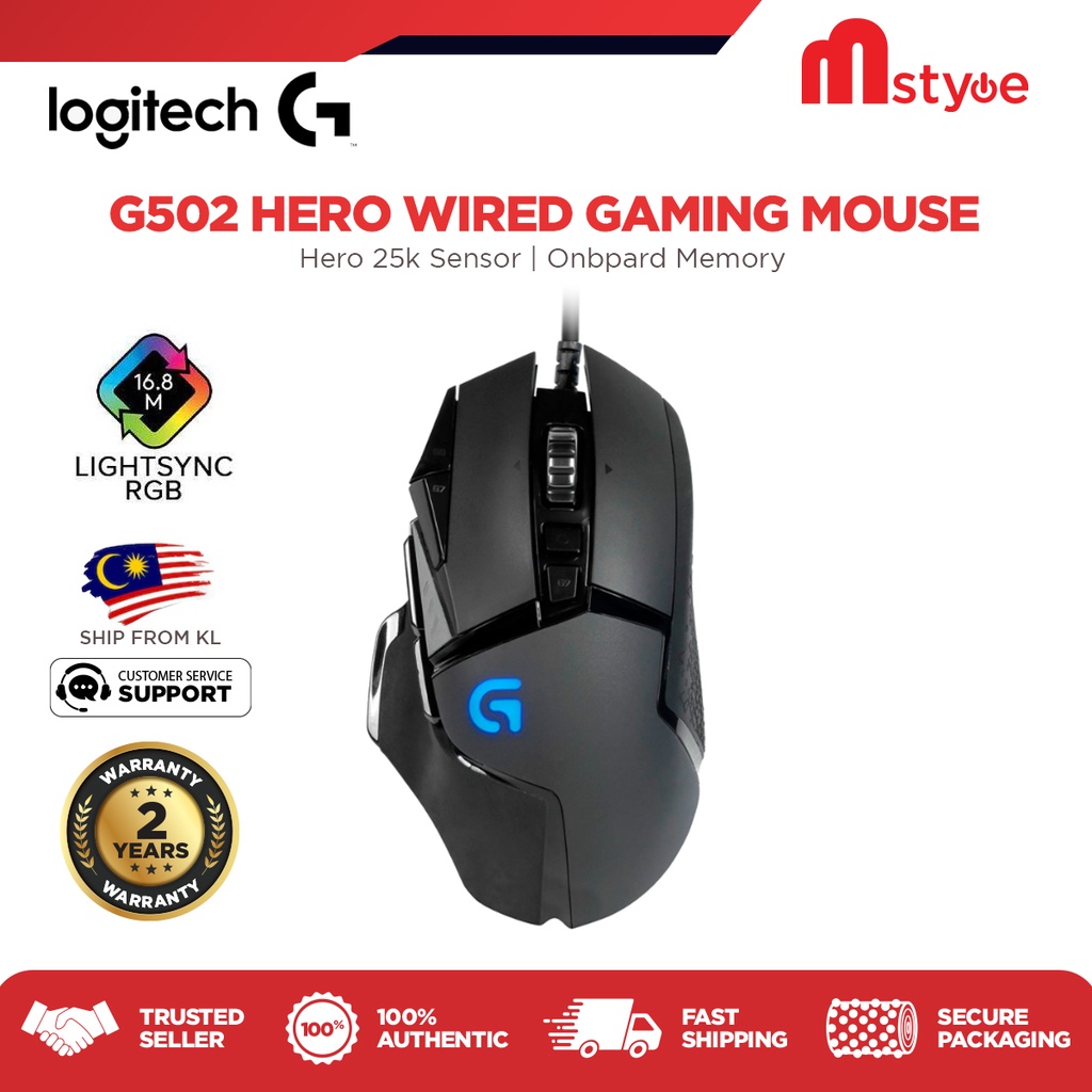 Logitech G502 Hero High Performance Wired Gaming Mouse with Hero 25k ...