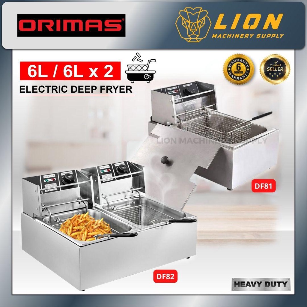 ORIMAS Commercial Electric Deep Fryer Single/Double 6L Tank DF81/DF82 ...