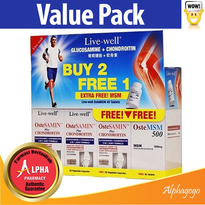 Live-well OsteSAMIN plus Chondroitin 30 Capsules x 2 (FREE 30 Capsules ...