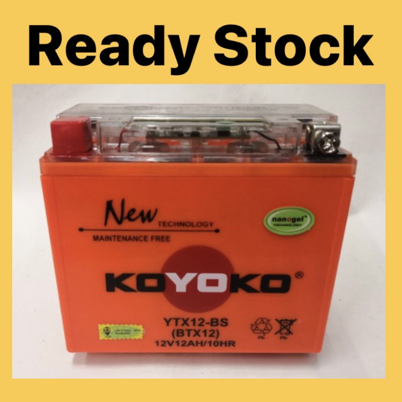 Koyoko YTX12-BS YTX12 Nanogel Battery G2 GEL BATERI GSX-R 1000 Kawasaki ...