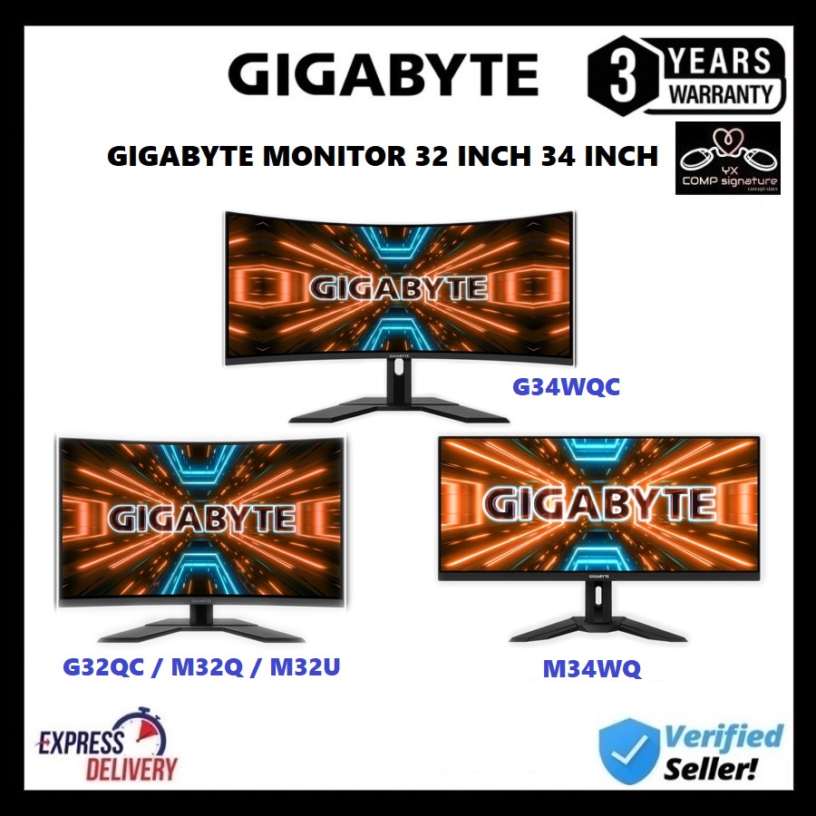 GIGABYTE MONITOR 32 INCH 34 INCH [ G32QC G34WQC M32Q M32U M34WQ ...
