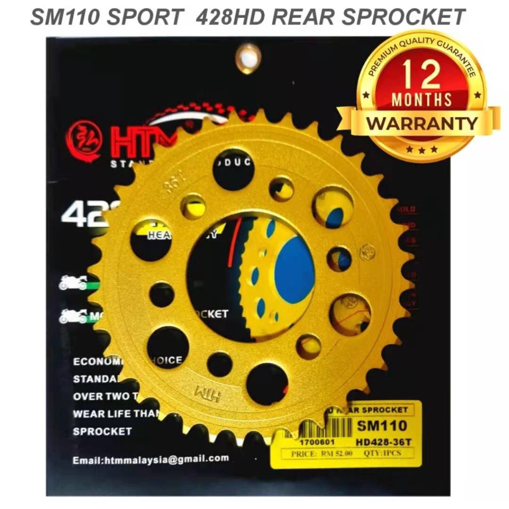 428 HD SM110 SM SPORT 110R REAR SPROCKET GOLD REAR HEAVY DUTY | Shopee Malaysia