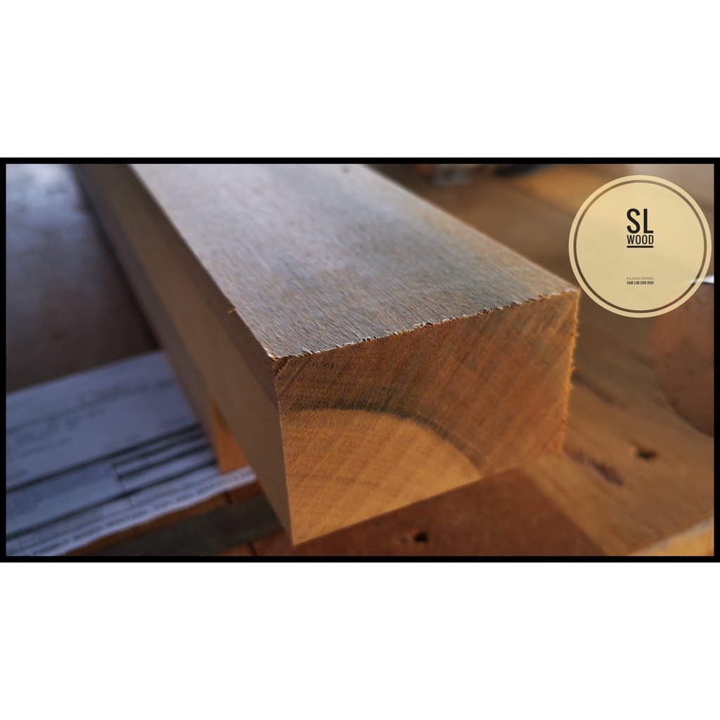 95(T)mm × 195(W)mm = 1'FT (L) Balau Solid Wood Timber Smooth Finish ...